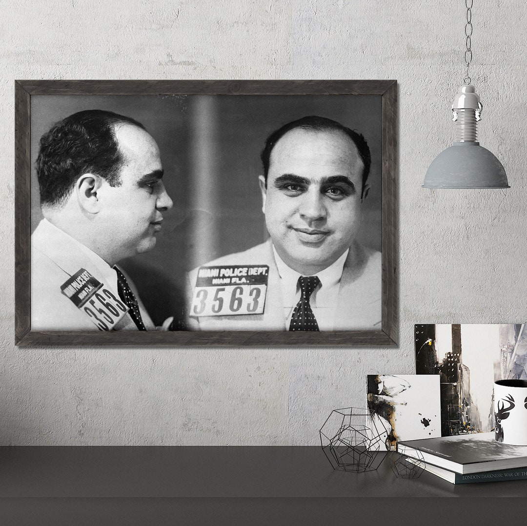 Al Capone Mugshot Print Famous Chicago Outfit Mafia Gangster Black and ...