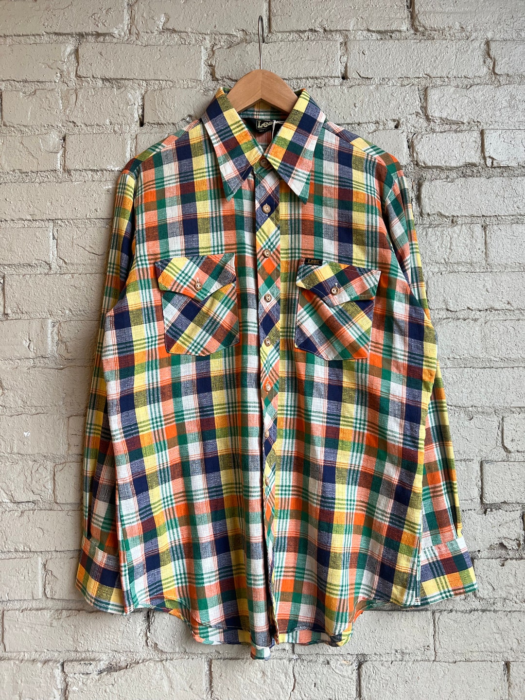 M L, 1970s LEE Plaid Colorful Button up Shirt, Vintage - Etsy