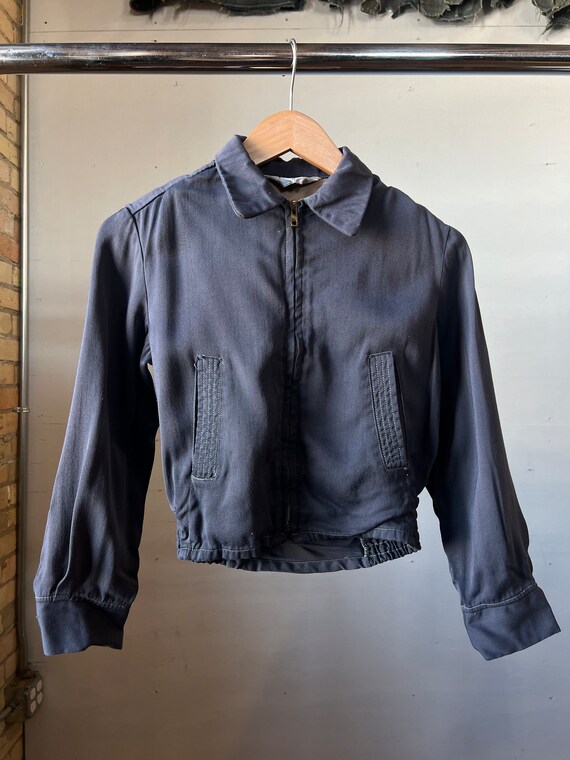 Kids 1950s Rayon Jacket, Blue, Vintage - G - Gem