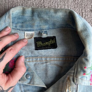 M L, 1970s Wrangler Flower Art Denim Jacket, Western, Hippie - Etsy