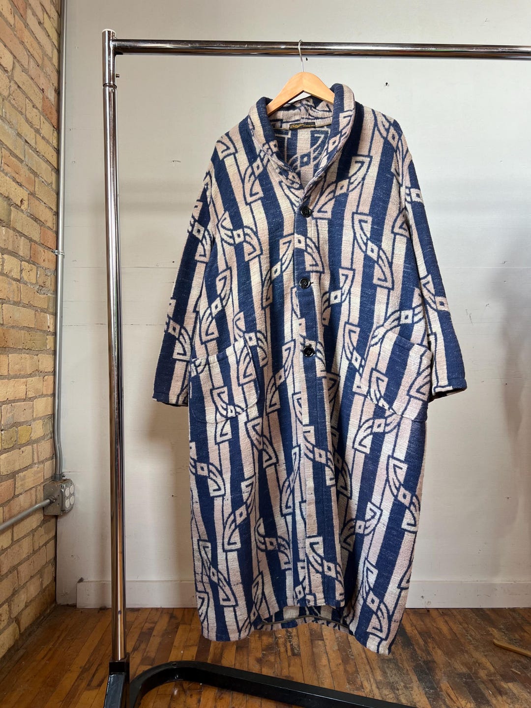 Vintage Whittenton Cotton Robe, Beacon Robe Style, Blue and Cream - Etsy