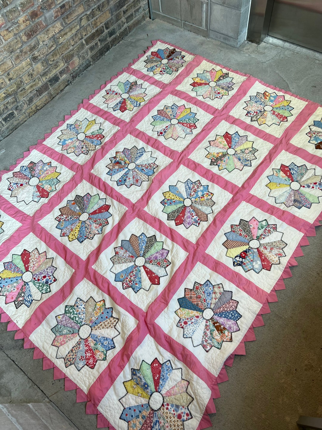 1930s 1940s Friendship Ring Quilt, Feedsack, 84x67 - Etsy