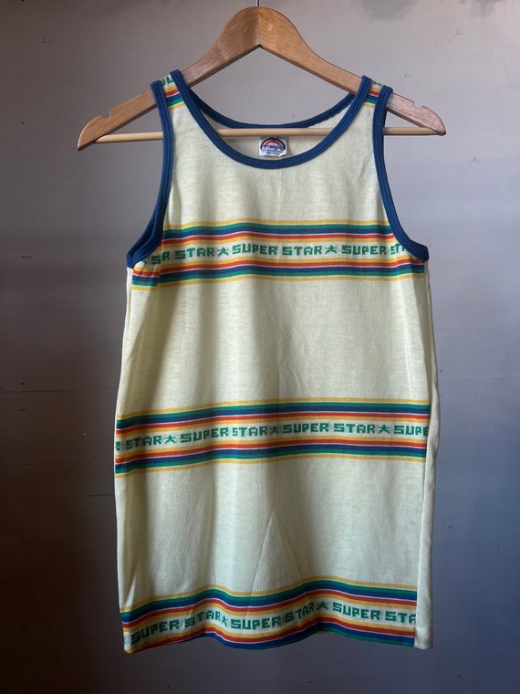 Small Med, 1970s Striped Wrangler Tank Top, Super Star - Gem