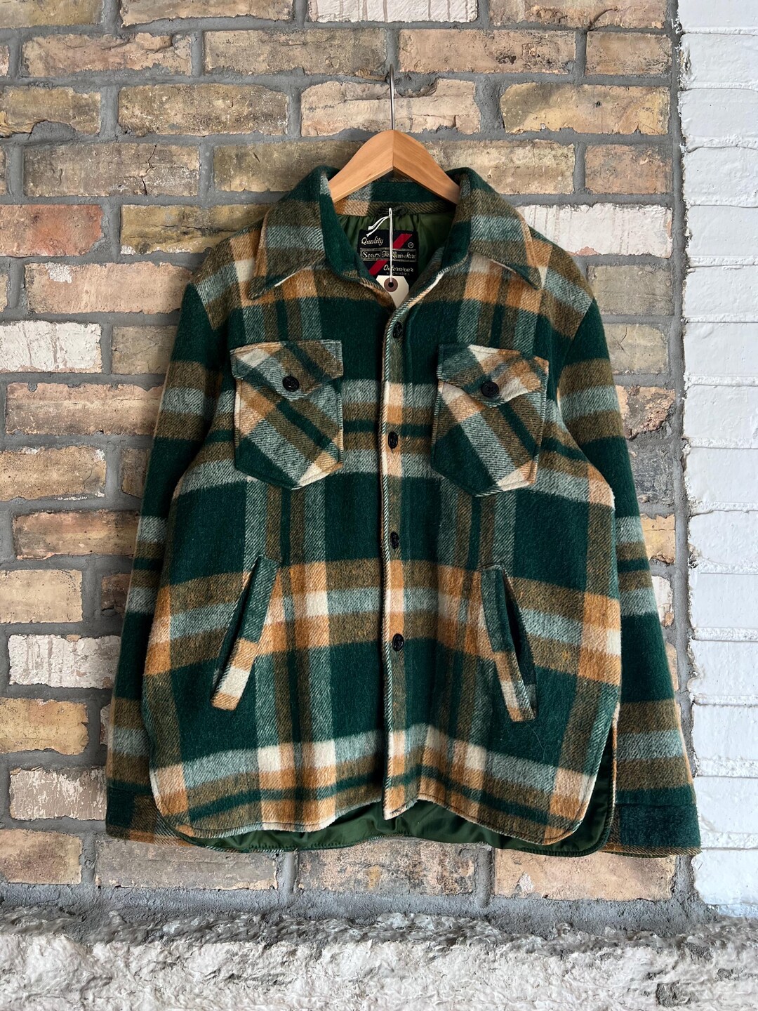 Vintage 1970s Sears Green and Gold Plaid Flannel Shirt - Etsy