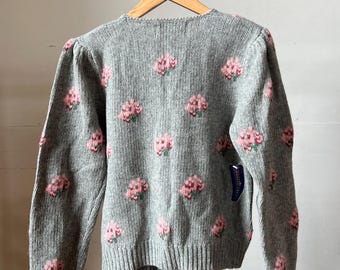Med, Deadstock 1980s 1990s Herman Geist Flower Cardigan Med, Deadstock 1980s 1990s Herman Geist Flower Cardigan