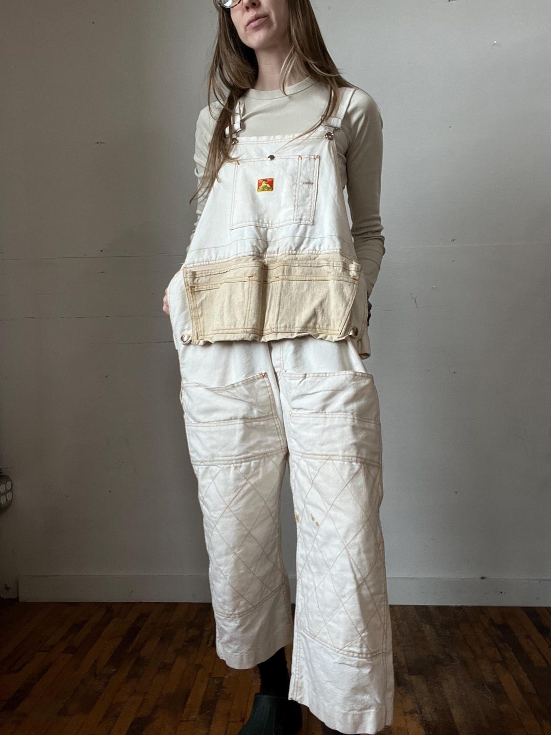 38" Waist, Vintage 1970s Ben Davis Painter Carpenter Overalls, White ...