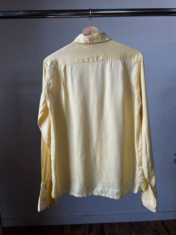 Large, 1950s Yellow Satin Loop Collar Shirt, Hi Life,… - Gem