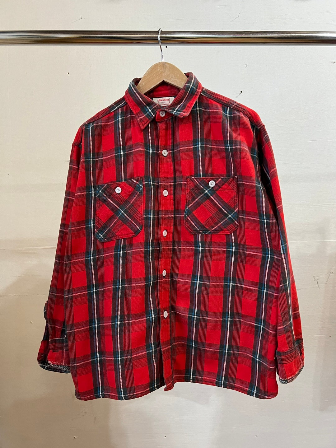 XL, Boxy Red Plaid Powrhouse Thick Cotton Flannel, Sanforized, Workwear ...