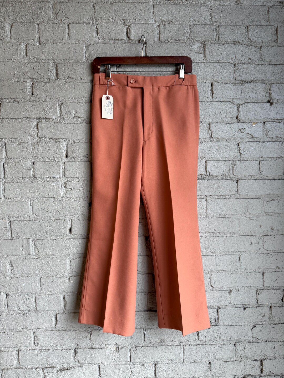 28" Waist, Vintage 1970s Condor California Peach Polyester Trousers, EB ...