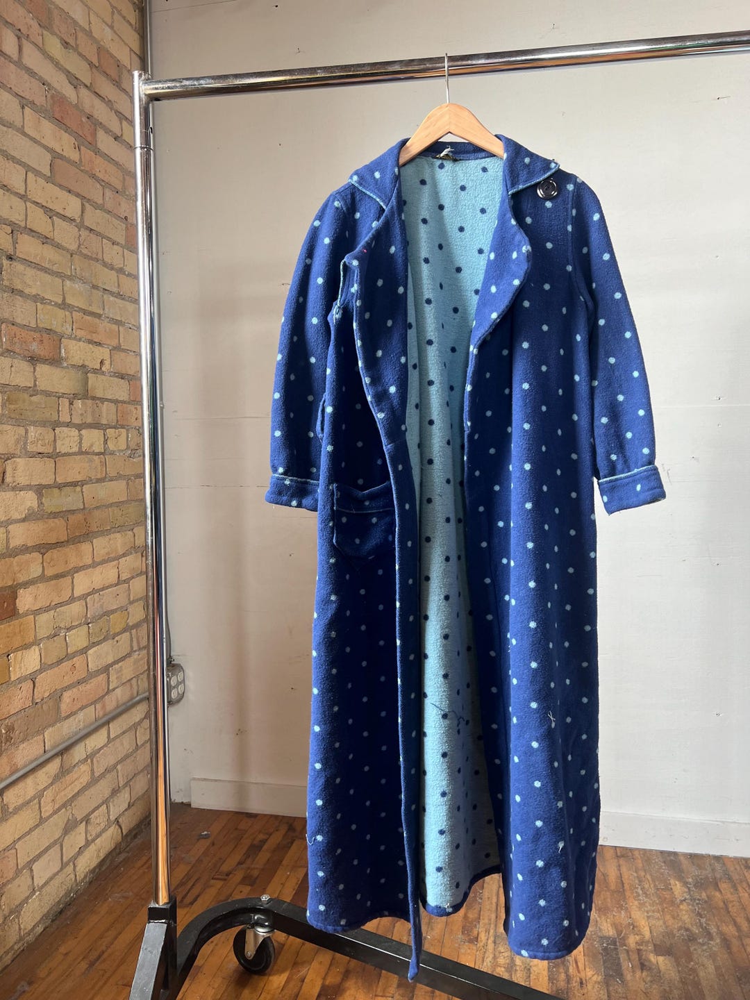 Vintage Cotton Blue Polka Dot Beacon Robe, as Is, Rare - Etsy