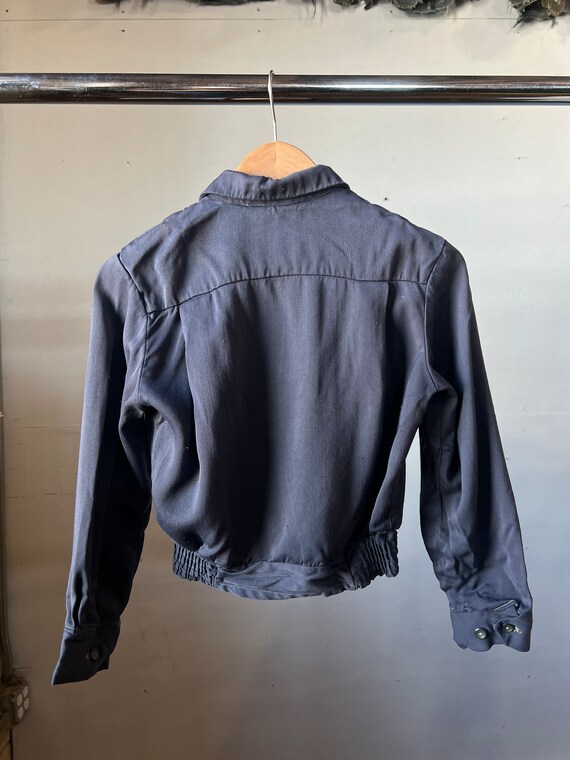 Kids 1950s Rayon Jacket, Blue, Vintage - G - Gem