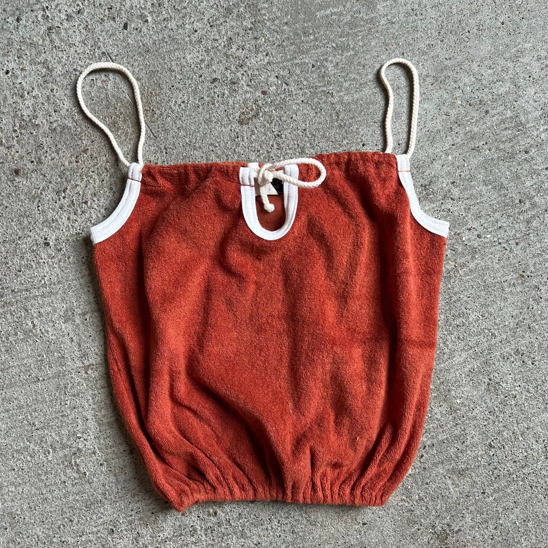 Small, 1970s Burnt Orange Terry Cloth Tank Top, Summer, N - Etsy