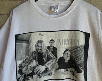 XL, Vintage 1990s NIRVANA Band T-shirt, Wild Oats, White XL, Vintage 1990s NIRVANA Band T-shirt, Wild Oats, White