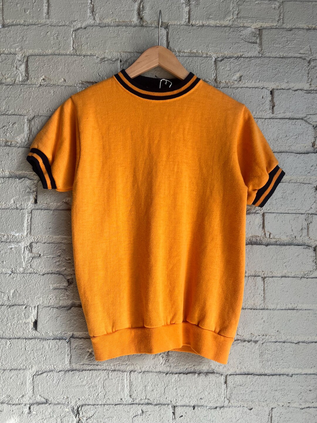 Small, Vintage 1970s Short Sleeve Yellow Ringer Sweatshirt, Soft - Etsy