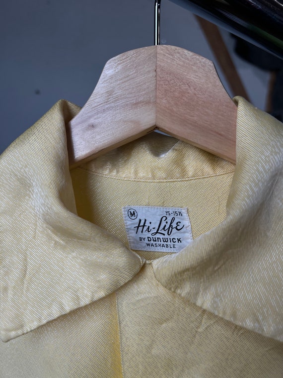 Large, 1950s Yellow Satin Loop Collar Shirt, Hi Life,… - Gem