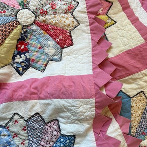 1930s 1940s Friendship Ring Quilt, Feedsack, 84x67 - Etsy