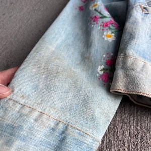 M L, 1970s Wrangler Flower Art Denim Jacket, Western, Hippie - Etsy