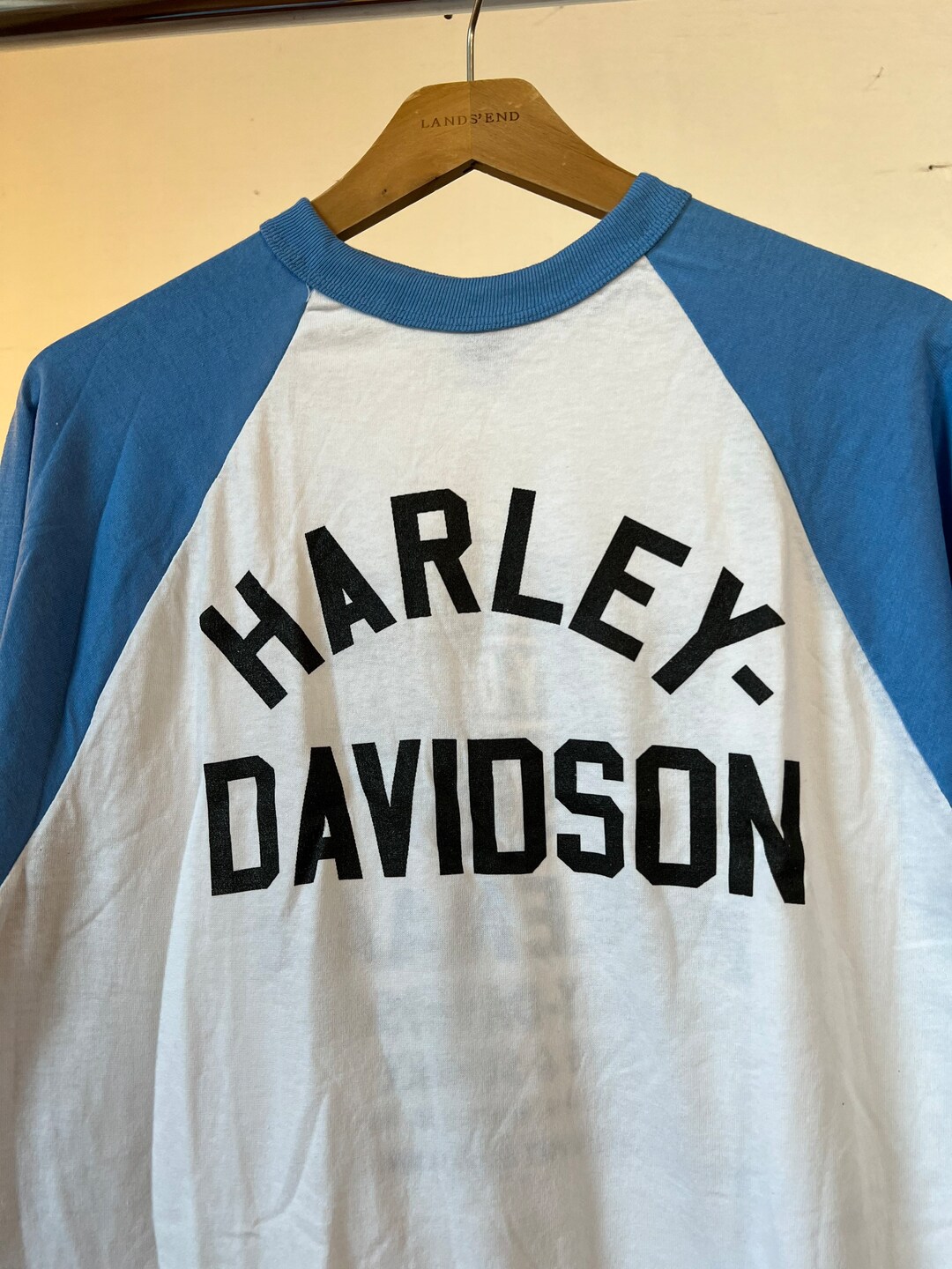 Med Large, 1980s Harley Davidson Baseball T-shirt, Blue, White E - Etsy