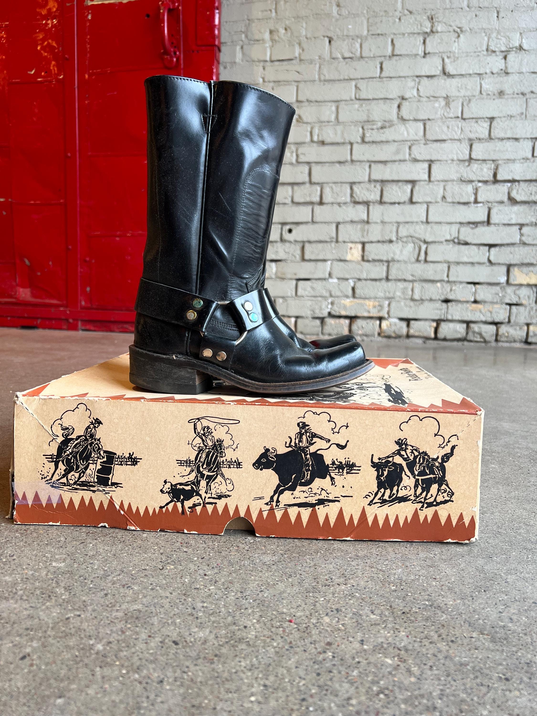 Wmns Size 5, Vintage 1950s Rodeo Brand Black Leather Boots With Box - Etsy