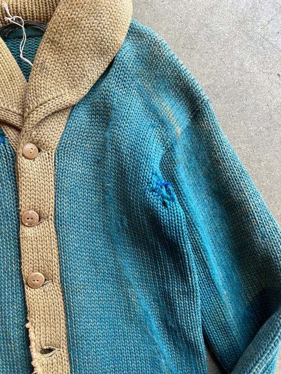 Vintage 1920s 1930s Two Tone Cardigan Shawl Collar Sw… - Gem