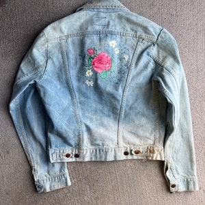 M L, 1970s Wrangler Flower Art Denim Jacket, Western, Hippie - Etsy