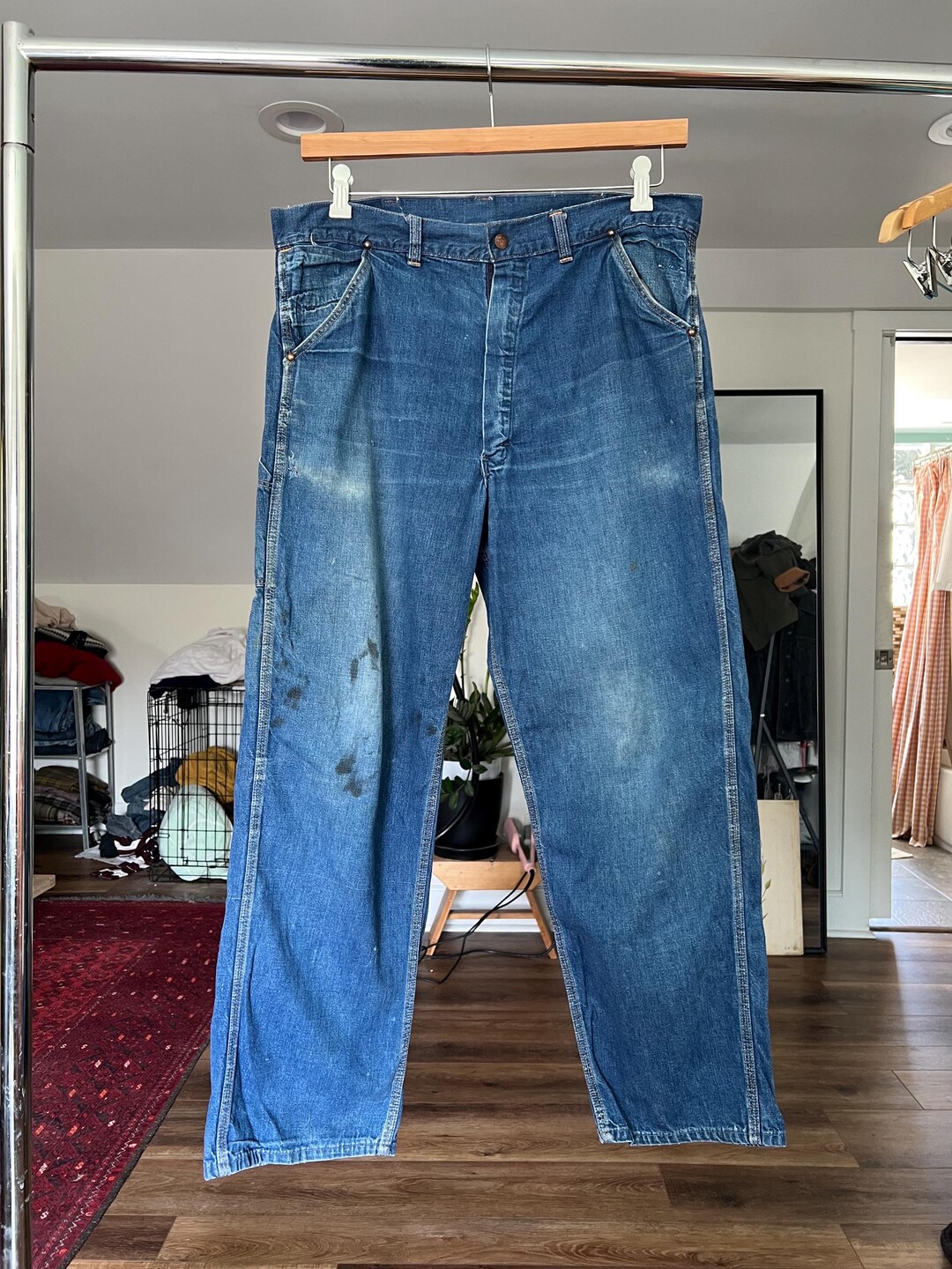 35” Waist, Vintage 1950s SEARS Carpenter Jeans, Workwear, Cotton - Etsy