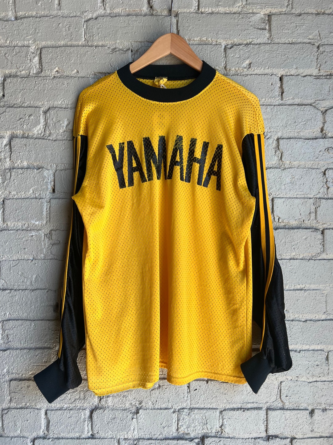 Med, 1970s Yellow and Black Yamaha Mesh Jersey, Vintage, Long Sleeve - Etsy