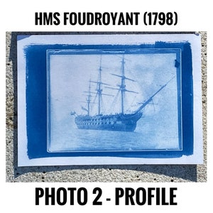 Three Rare Photographs of War Ship HMS Foudroyant (1798) Printed With ...