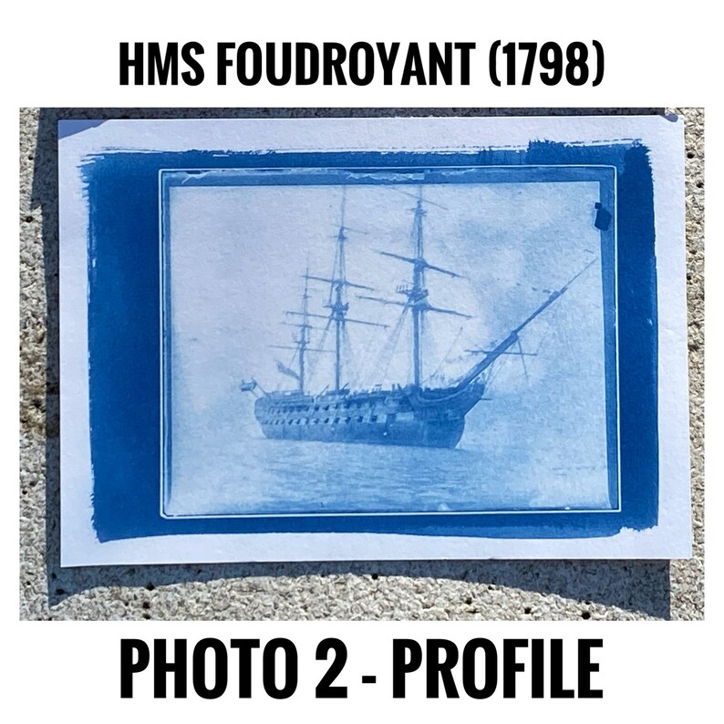 Three Rare Photographs of War Ship HMS Foudroyant (1798) Printed With ...