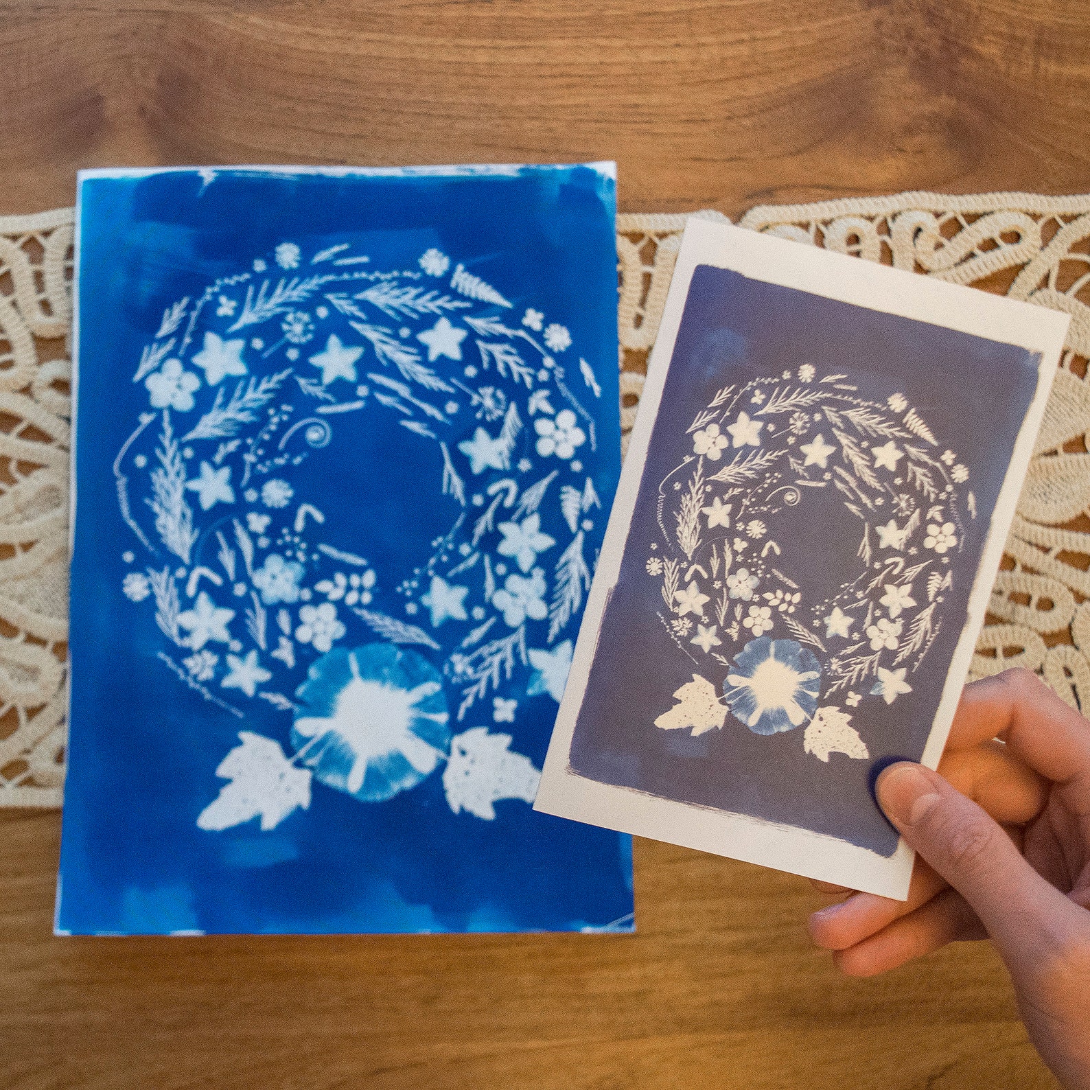 Pack 3 Christmas Cards Cyanotype - Etsy
