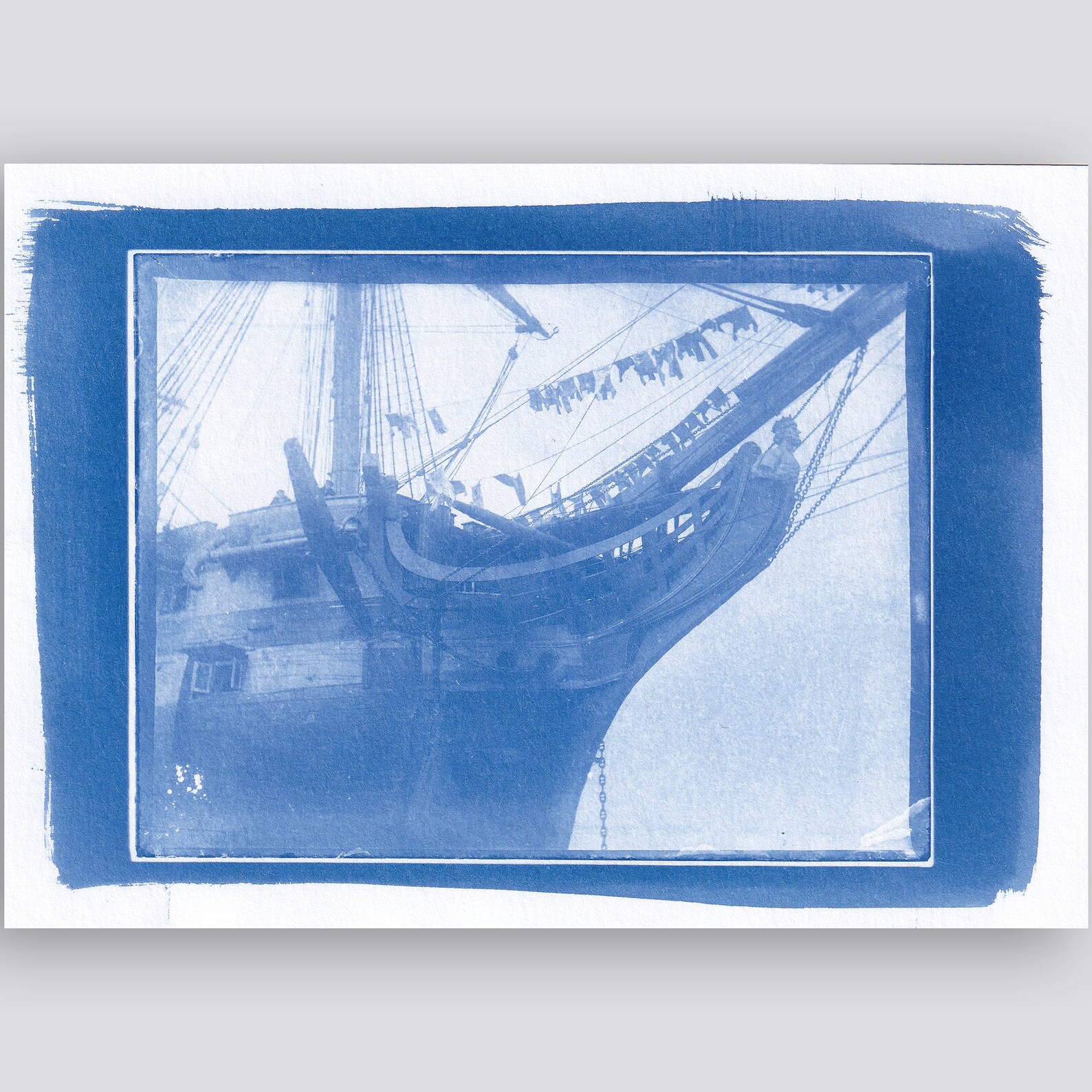 Three Rare Photographs of War Ship HMS Foudroyant (1798) Printed With ...