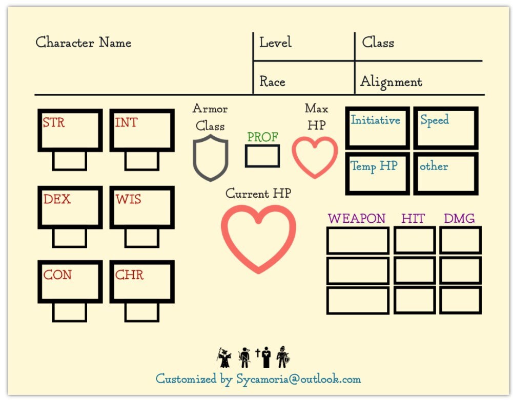 Dnd / RPG Character Stat Sheet 3 X 4 Post-it Note / Sticky Note 1 Stack ...