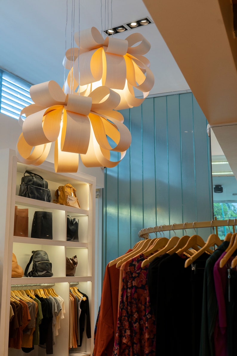 Opa Sculptural Wood Pendant Light: Geometric Mid-century Modern Ceiling ...