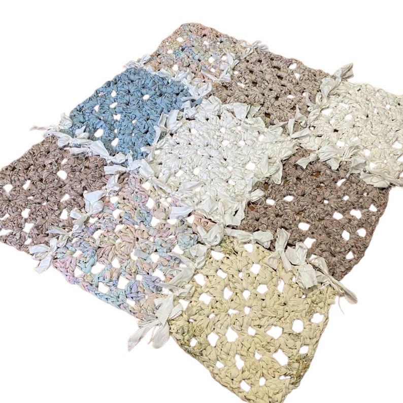 NEW Handmade Crocheted Shabby Chic Cottage Granny Square Rag Rug - Etsy