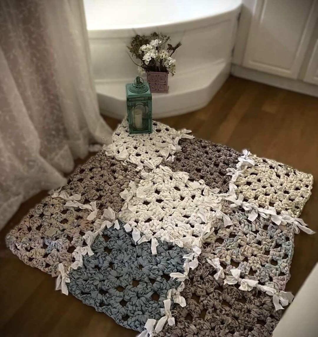NEW Handmade Crocheted Shabby Chic Cottage Granny Square Rag Rug - Etsy