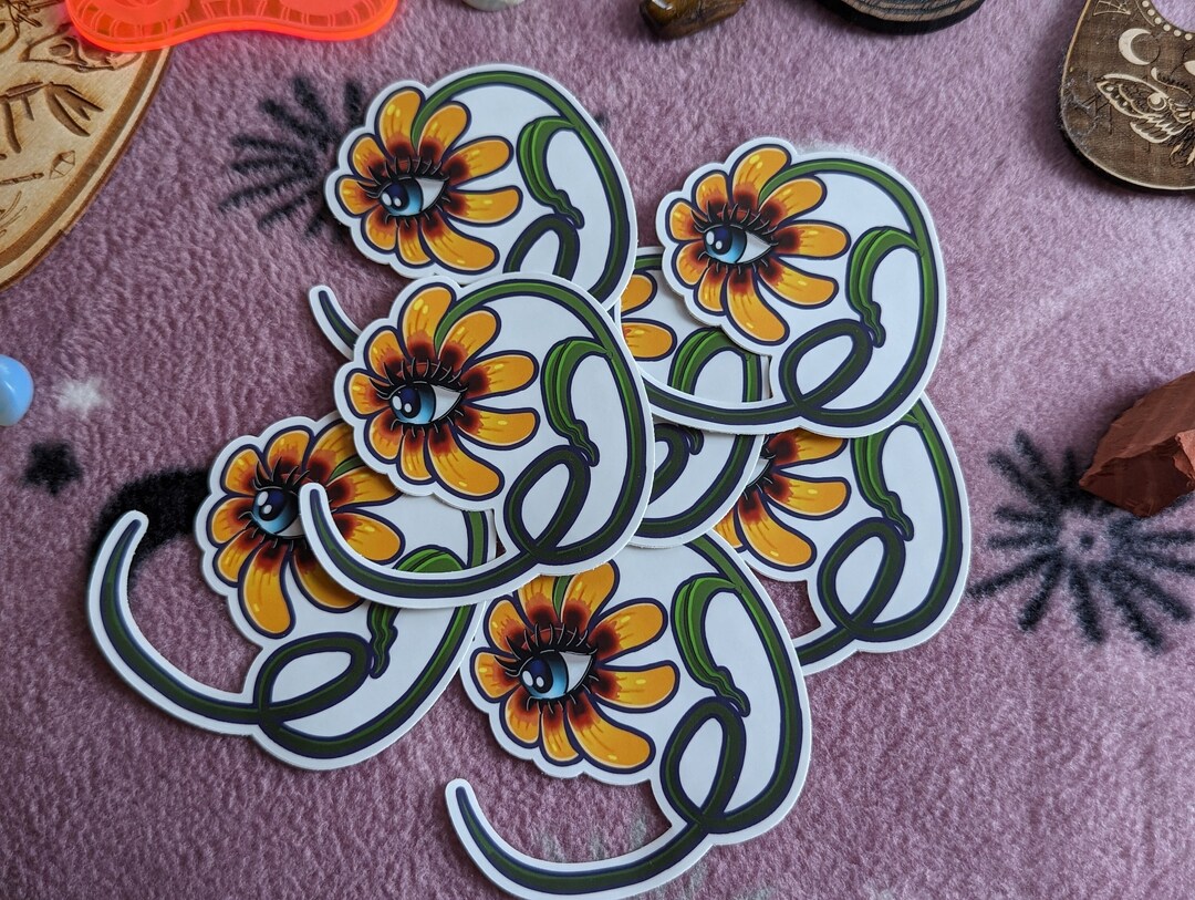 Black-eyed Susan Sticker 3 X 2.95 Floral Sticker Eye Sticker Laptop ...