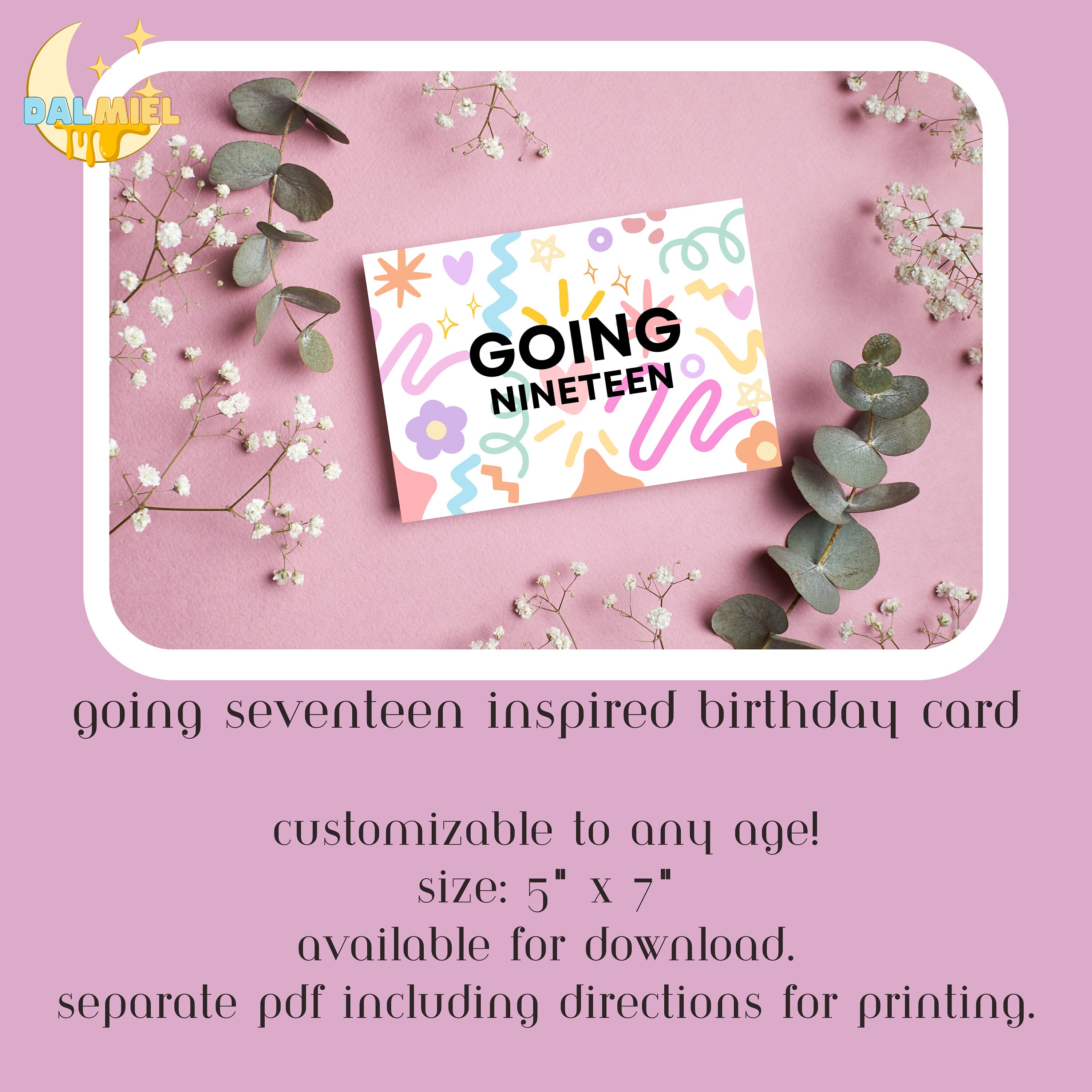 Printable Going Seventeen SVT Inspired Digital Birthday Card white - Etsy