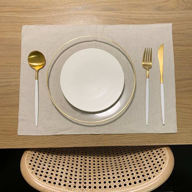 Simple Linen Placemats Table Linens Edge Linen Placemat Set of 2 Linen ...