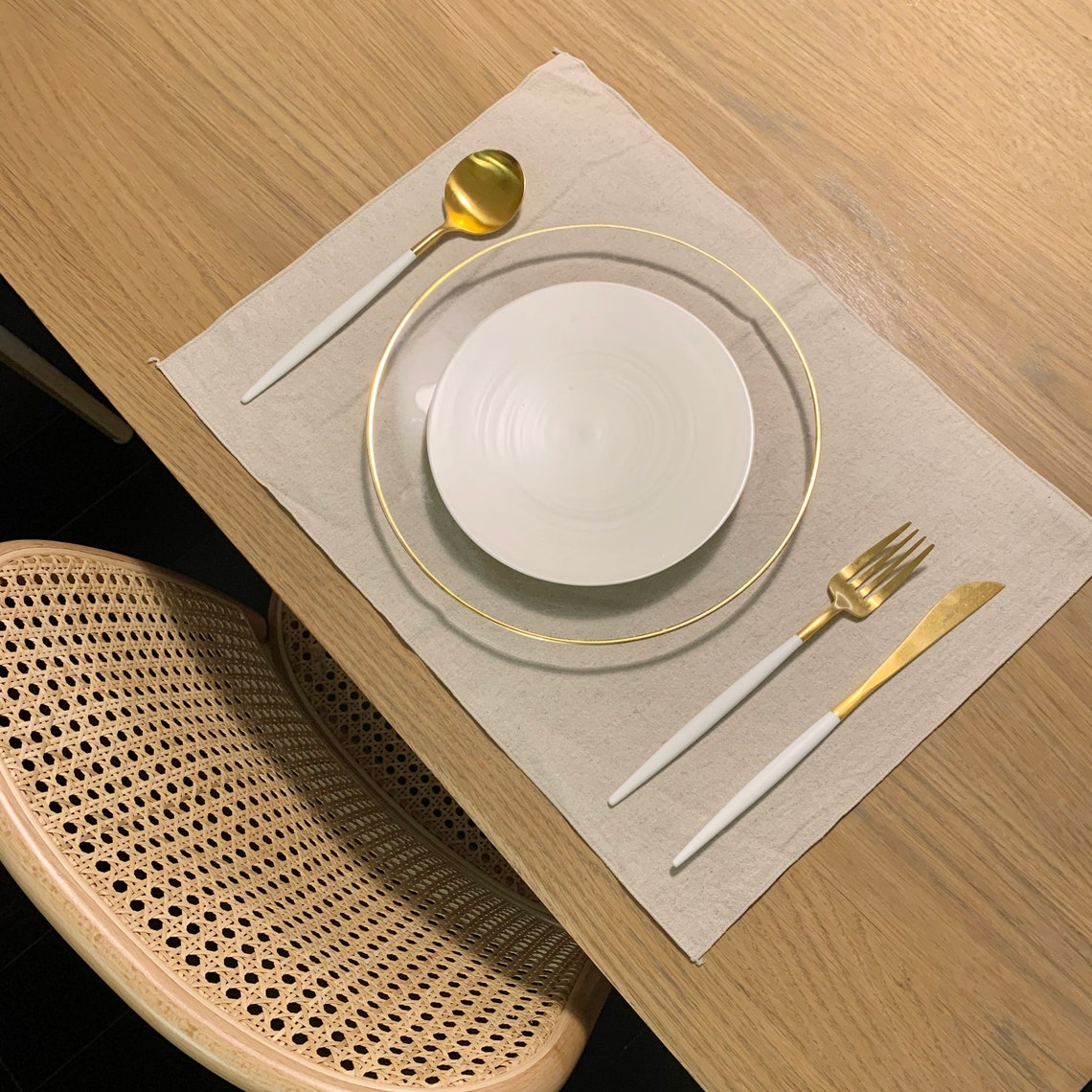 Simple Linen Placemats Table Linens Edge Linen Placemat Set of 2 Linen ...