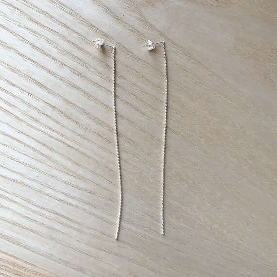 Silver Ball Chain Earrings. Silver Drop Earrings. Long chain | Etsy