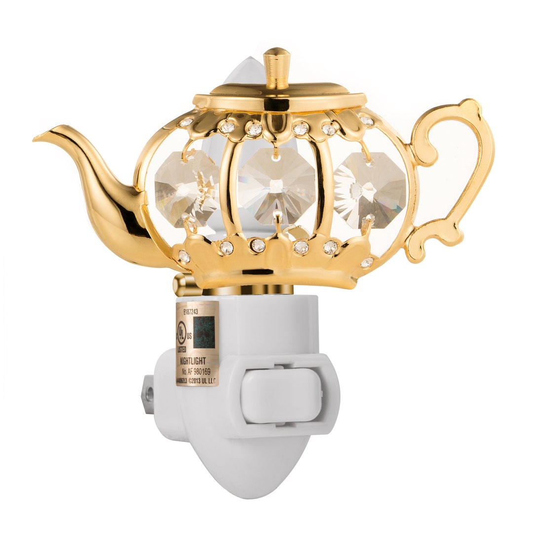 24K Gold Plated Teapot Handcrafted Luxury Night Light Decorated ...