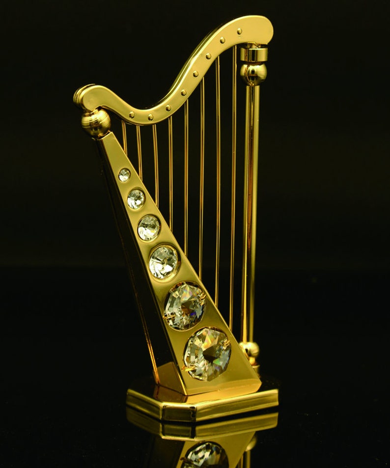 Handmade 24K Gold Plated Harp Hand Decorated With Swarovski - Etsy