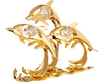 Music Box Blue Danube Song Vintage 24K Gold Plated Austrian Crystal ...