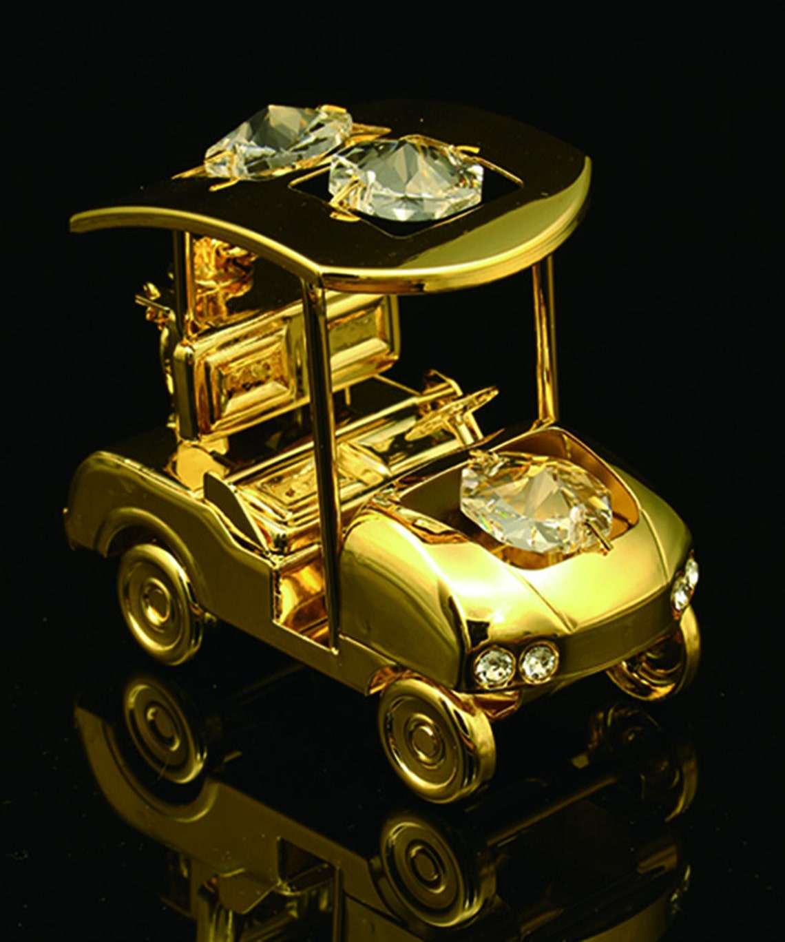 Handmade 24K Gold Plated Golf Cart Hand Decorated Swarovski Crystals ...