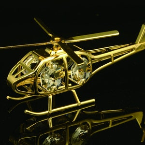 Handmade 24K Gold Plated Helicopter Hand Decorated With Swarovski ...