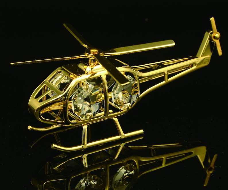 Handmade 24K Gold Plated Helicopter Hand Decorated With Swarovski ...