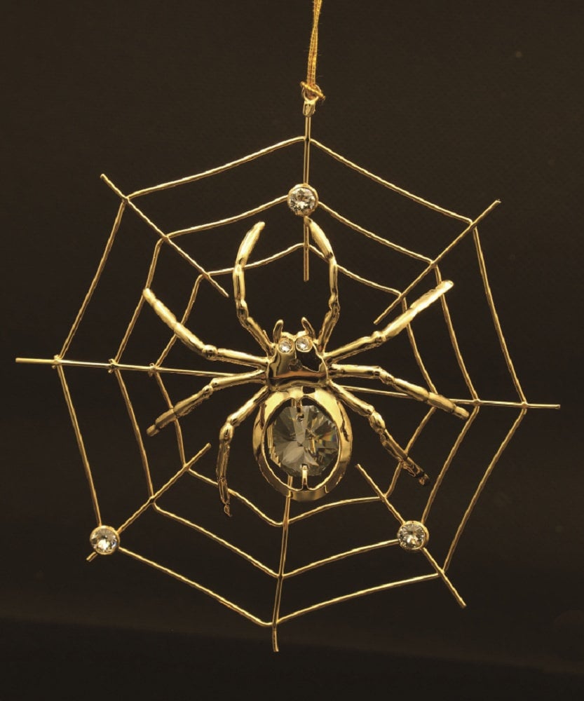 Handmade 24K Gold Silver Plated Spider on Web Decorated W/swarovski ...
