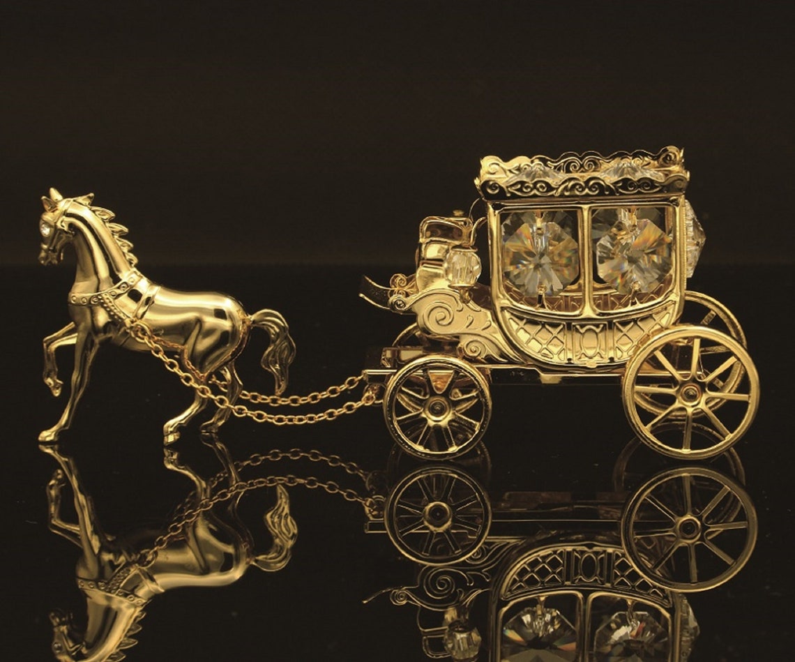 Handmade 24K Gold Plated Horse Pulling Carriage Hand Decorated - Etsy
