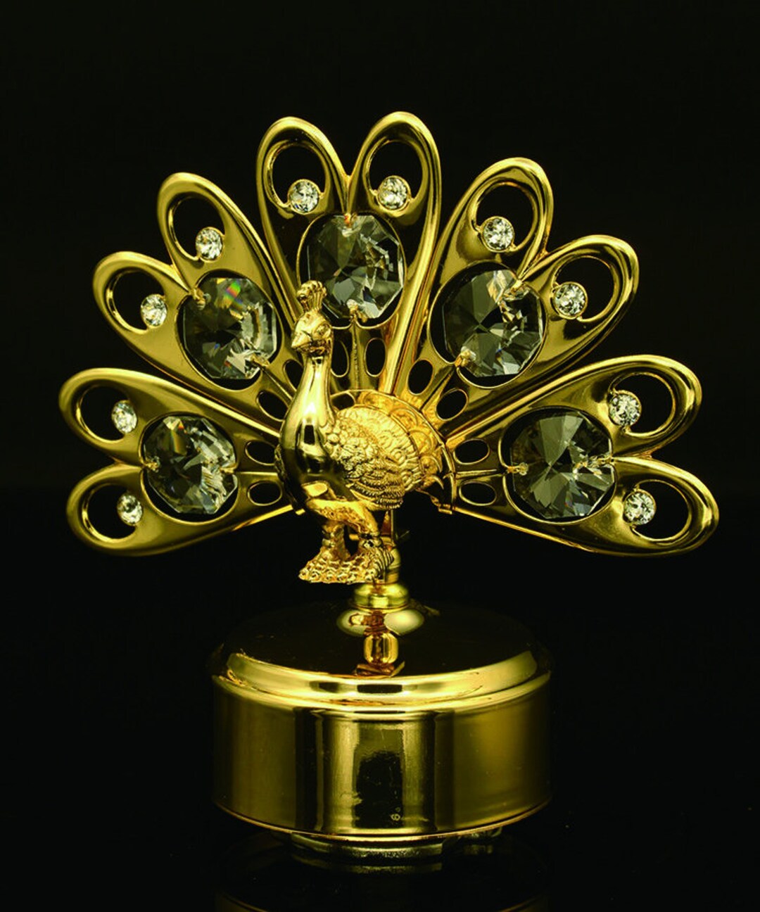 Handmade 24k Gold Plated Mechanical Music Box Decorated W/ Swarovski ...