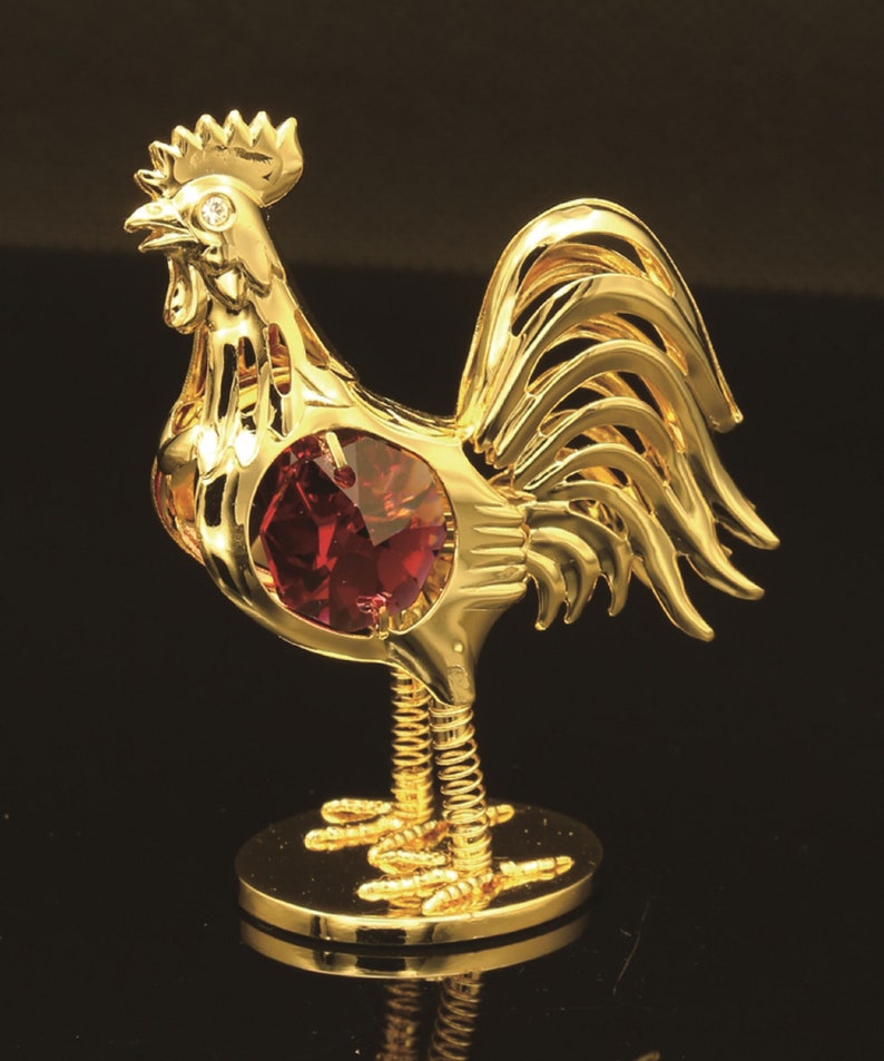 Handmade 24K Gold Plated Rooster Hand Decorated With Swarovski Crystals ...